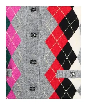 GANNI Geometric Wool Knit Cardigan