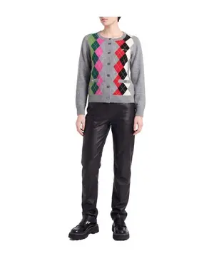 GANNI Geometric Wool Knit Cardigan