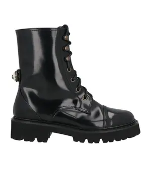 DOLCE & GABBANA Dolce & Gabbana Glossed Leather Combat Boots