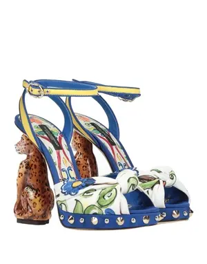 Dolce & Gabbana Floral Print High Heel Sandals With Sculptural Detail