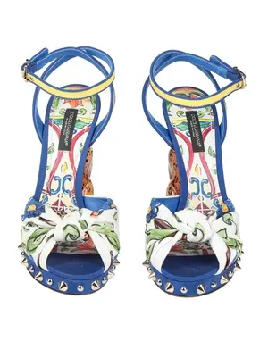 Dolce & Gabbana Floral Print High Heel Sandals With Sculptural Detail