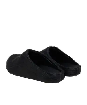 Marni Fur Mules - Black