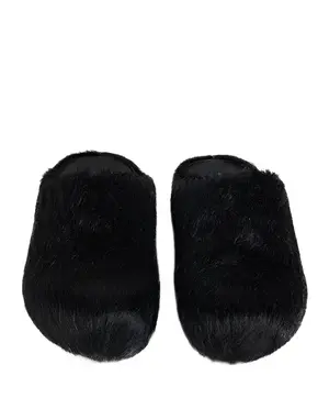 Marni Fur Mules - Black