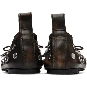 ALOHAS Rosalind Stud-embellished Leather Ballet Flats - Brown
