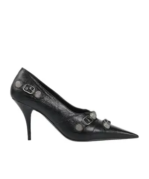 Balenciaga Pointed-toe Leather High Heels With Rivets And Metal Buckles