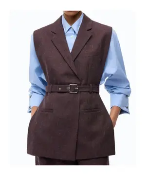 Pinko Belted Sleeveless Blazer Jacket