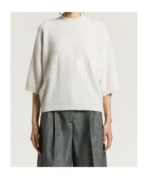Peserico Sequin-embellished Short-sleeve Sweater