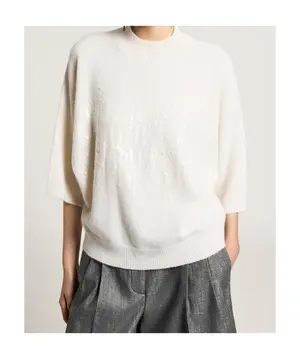 Peserico Sequin-embellished Short-sleeve Sweater