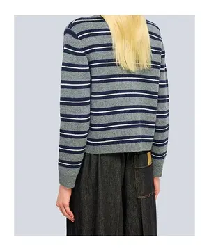 SEMICOUTURE Striped Knit Cardigan With Button Closure