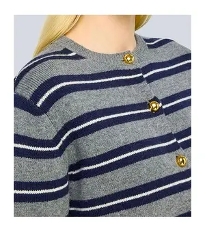 SEMICOUTURE Striped Knit Cardigan With Button Closure