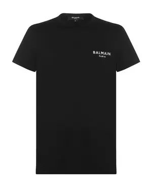Balmain Logo Embroidered T-shirt - Black