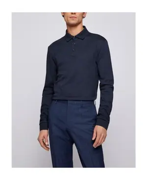 Hugo Boss Navy Blue Long-sleeved Polo Shirt