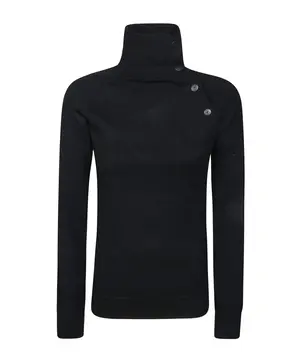 DONDUP Slim Fit Button Detailed Mock Neck Jumper - No