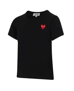 Play Comme Des Garcon Item O-neck Short-sleeved T-shirt With Heart Applique - Black