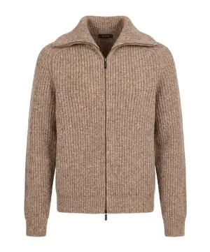 Peserico Zip-up Knit Sweater - Brown