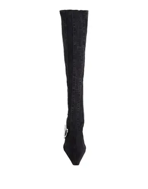 DIESEL® Denim Knee-high Boots With Appliqués