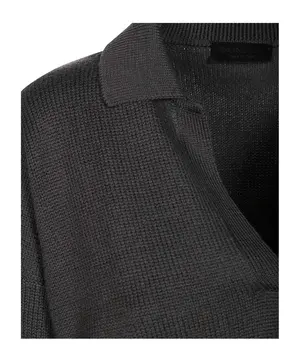 DONDUP Regular Fit Knitted Polo Shirt - Black