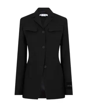 Off-White V-neck Suit Coat - Black