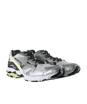 Mizuno Round Toe Sneakers With Metallic Silver Finish