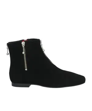 Tory Burch Suede Ankle Boots With Zipper Closure And Square Toe - Black