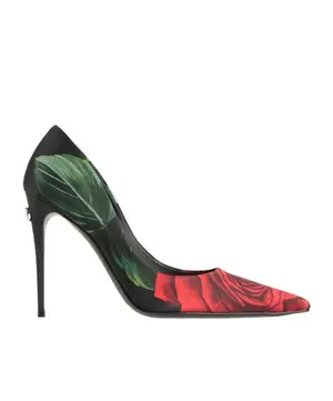 Dolce & Gabbana Pointed-toe Floral High Heels - Black