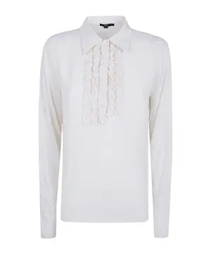 Seventy Ruffled Polo Neck Sweater - White