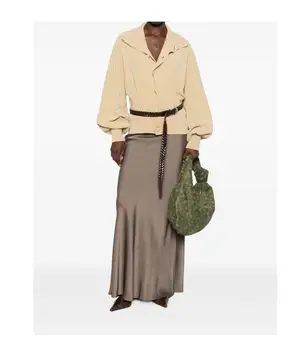 Fabiana Filippi Satin A-line Maxi Skirt - Brown