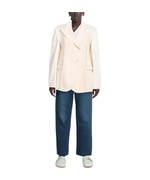 Sportmax Denim Single-breasted Blazer With Lace-up Detail - Beige