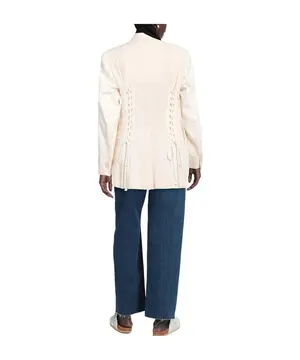 Sportmax Denim Single-breasted Blazer With Lace-up Detail - Beige