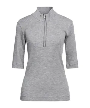 Brunello Cucinelli Lightgrey Wool Shortsleeve Knit Top - Gray