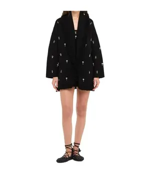 Alanui Dance With Me" Belted Cardigan With Tropical Embroidery