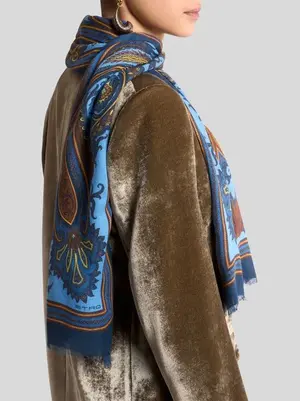 Etro Modal And Cashmere Scarf With Paisley Motif