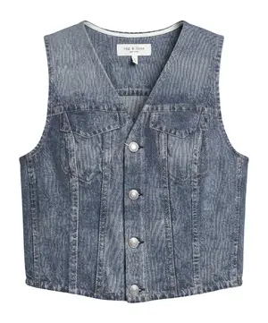 Rag & Bone Denim Waistcoat - Blue