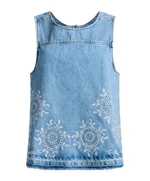 GANNI Denim Sleeveless Top With Embroidered Logo