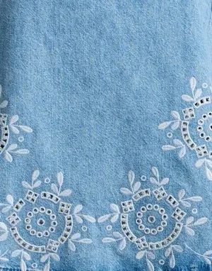 GANNI Denim Sleeveless Top With Embroidered Logo