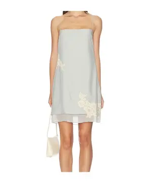 SIR. Spaghetti Strap Embroidered Mini Dress - Powder Blue