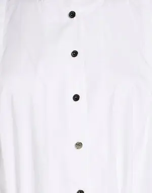 Tory Burch Solid Color Poplin Shirtdress With Mandarin Collar And Drawstring Waist