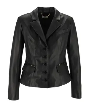 Elisabetta Franchi Logo Detailed Leather Jacket