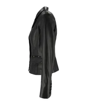 Elisabetta Franchi Logo Detailed Leather Jacket