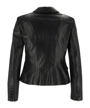 Elisabetta Franchi Logo Detailed Leather Jacket