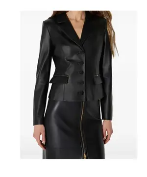 Elisabetta Franchi Logo Detailed Leather Jacket
