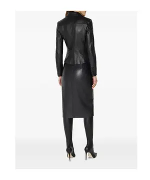 Elisabetta Franchi Logo Detailed Leather Jacket