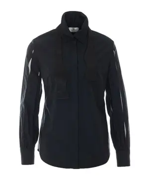 Elisabetta Franchi Bow-tie Long Sleeved Shirt - Black