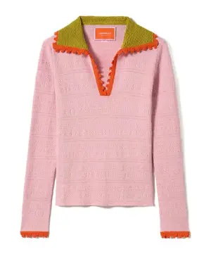 La DoubleJ Picket Polo Jumper - Pink
