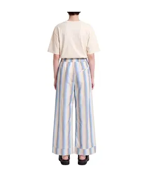 GANNI Striped Cotton Sleep Pants - Blue
