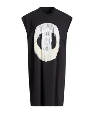 MAISON MARGIELA French Terry Sleeveless T-shirt Dress With Fringe Detail - Black