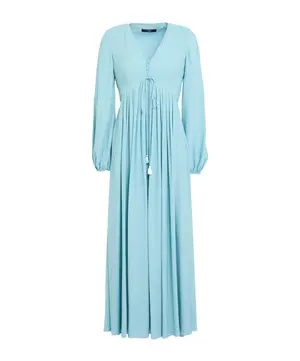 Max Mara Long Sleeve Ruched Maxi Dress