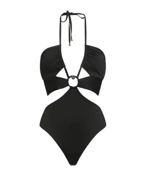 Max Mara Halterneck Cut-out One-piece Swimsuit With Ring Detail - Black