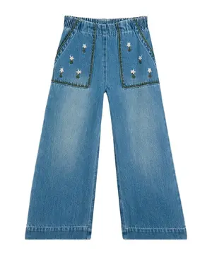 Stella McCartney Wide-leg Jeans With Floral Embroidery