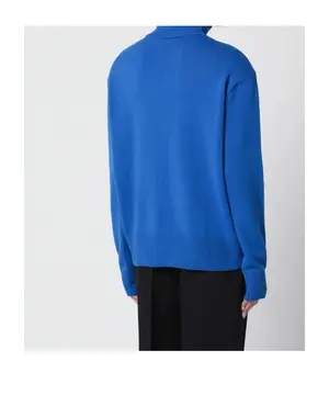 THE FRANKIE SHOP Turtleneck Sweater With Shoulder Pads And Long Sleeves - Blue